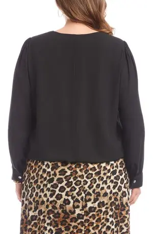 Karen Kane Puff Sleeve V-neck Crepe Top