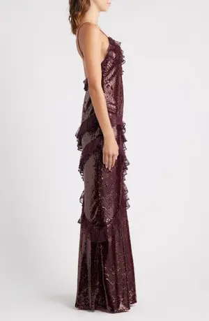 LoveShackFancy Rialto Sequin & Lace Gown