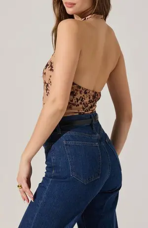 Astr The Label Nala Leopard Halter Bodysuit