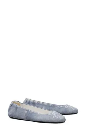 Tory Burch Reva Travel Ballet Flat Blue Cloud