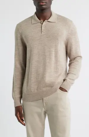 ALEX CRANE Anchor Merino Wool Polo Sweater - Bone