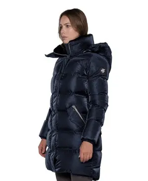 WOODPECKER Penguin Long Length Quilted Coat - Blue Diamond