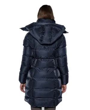 WOODPECKER Penguin Long Length Quilted Coat - Blue Diamond
