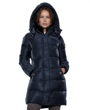 WOODPECKER Penguin Long Length Quilted Coat - Blue Diamond