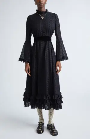 Valentino Garavani Mossi Daisy Eyelet Dress - Black