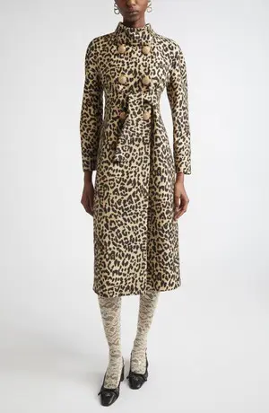 Valentino Garavani Leopard Print Wool Coat - Beige Multi