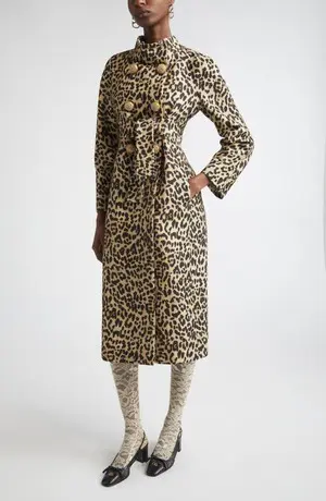 Valentino Garavani Leopard Print Wool Coat - Beige Multi