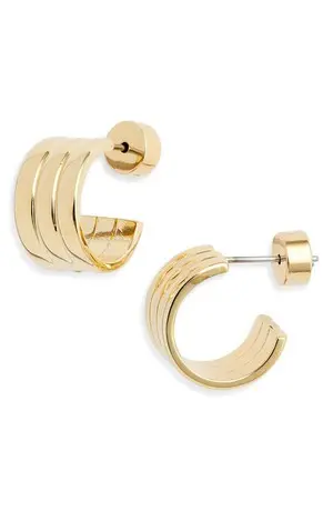 Nordstrom Ribbed Hoop Earrings - 14k Gold Plated