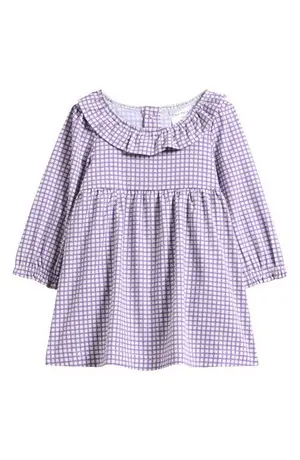 TINY TRIBE Check Long Sleeve Frill Neck Dress