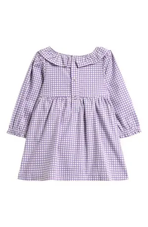 TINY TRIBE Check Long Sleeve Frill Neck Dress