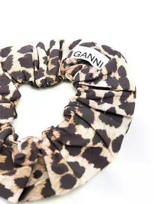 GANNI Animal-print Organic Cotton Scrunchie