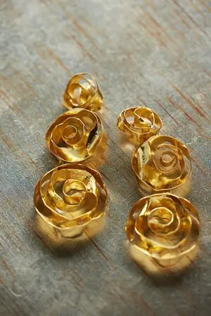 Natori Rosette Plated Three Tier Clip On Earrings