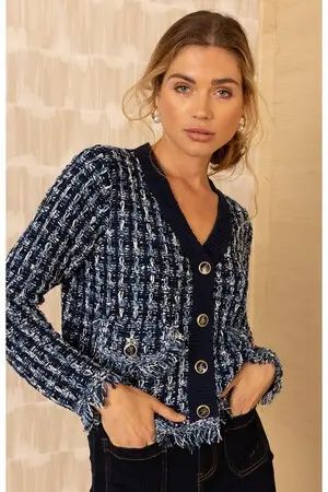 Hale Bob Amelie Boucle Knit Cardigan - Neutral