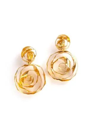 Natori Rosette Plated Drop Earrings - Gold
