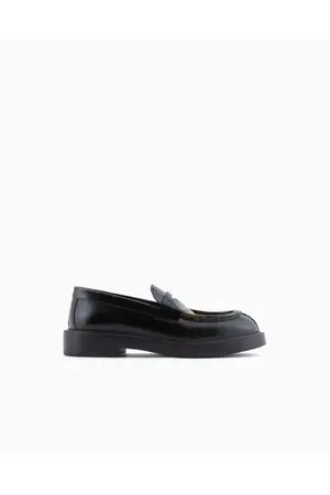 Emporio Armani Leather Loafers - Natural