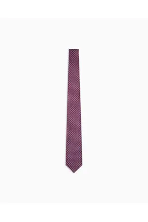 Emporio Armani Pure Silk Jacquard Micro-pattern Standard Neck Tie - Burgundy