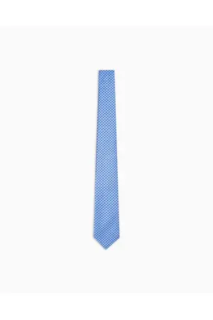 Emporio Armani Pure Silk Jacquard Micro-pattern Neck Tie - Blue