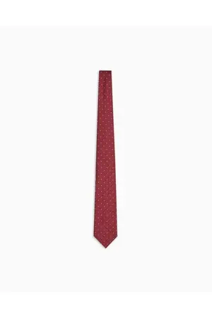 Emporio Armani Jacquard Micro-Pattern Neck Tie Burgundy