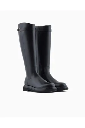 Giorgio Armani Smooth Leather High Boots - Red