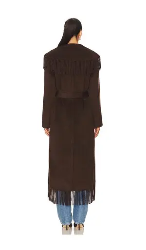 Simkhai Fringe Robe Coat - Chocolate