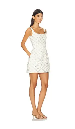 NADINE MERABI Square Neck Tulip Mini Dress - Cream