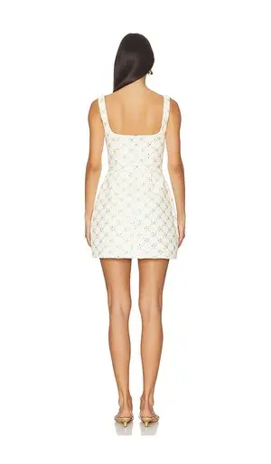 NADINE MERABI Square Neck Tulip Mini Dress - Cream