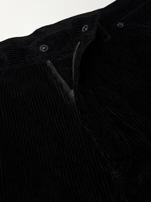 Moncler Straight-leg Logo-appliquéd Panelled Cotton-corduroy Trousers - Black