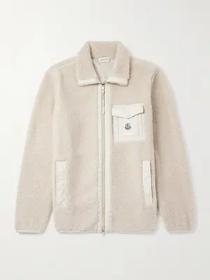 Moncler Logo-appliquéd Fleece Jacket - Neutrals