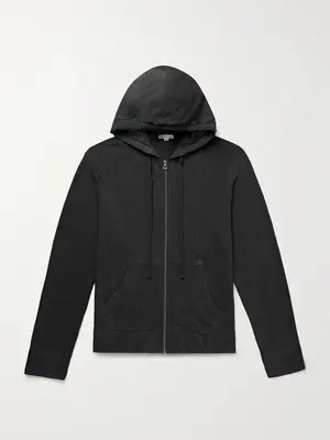 JAMES PERSE Garment-dyed Cotton-jersey Zip-up Hoodie - Gray
