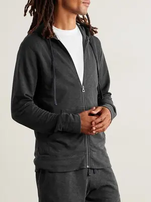 JAMES PERSE Garment-dyed Cotton-jersey Zip-up Hoodie - Gray
