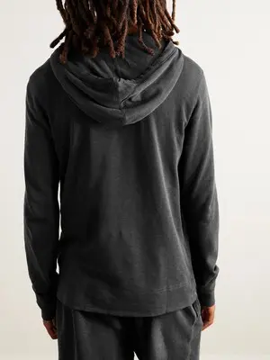 JAMES PERSE Garment-dyed Cotton-jersey Zip-up Hoodie - Gray