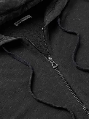 JAMES PERSE Garment-dyed Cotton-jersey Zip-up Hoodie - Gray