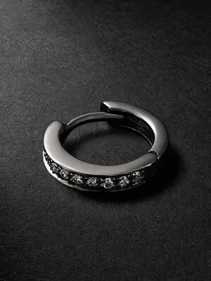 KOLOURS JEWELRY Fortis Small 18-karat Blackened Gold Diamond Single Hoop Earring - Black