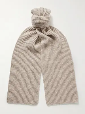 Inis Meáin Ribbed Cashmere Scarf - Neutrals