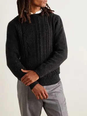 Inis Meáin Ridges Slim-fit Cable-knit Aran Sweater