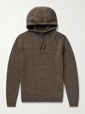 Inis Meáin Merino Wool And Cashmere-blend Hoodie - Brown