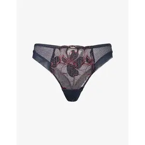 Chantelle Fleurs Lace Thong - Blue Lurex