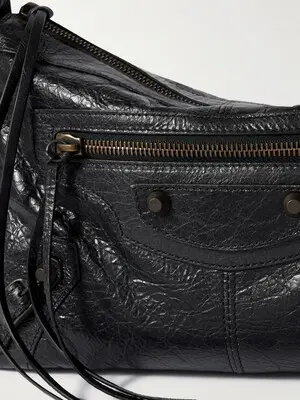Balenciaga Le City Moto Small Arena Textured-leather Messenger Bag - Black