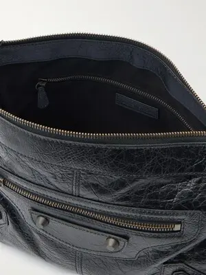 Balenciaga Le City Moto Small Arena Textured-leather Messenger Bag - Black