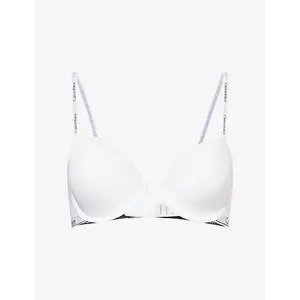 Calvin Klein Icon Moulded-cups Stretch-cotton Blend Bra - White