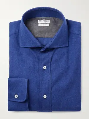 Brunello Cucinelli Spread Collar Shirts For Men