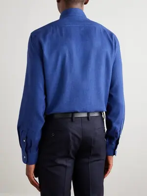 Brunello Cucinelli Herringbone Cotton And Lyocell-blend Shirt