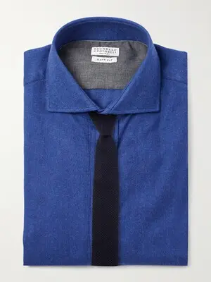 Brunello Cucinelli Herringbone Cotton And Lyocell-blend Shirt