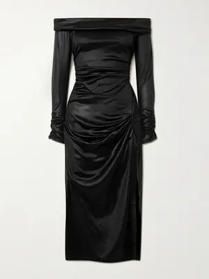 Black Satin Midi Dresses