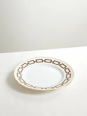 GINORI 1735 Catene Gold-plated Porcelain Dessert Plate - White