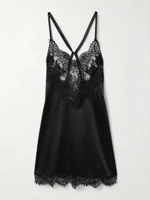 Dolce & Gabbana Lace-trimmed Satin Mini Dress - Black