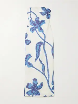 ANDRES OTALORA Nosso Amor Strapless Floral-Print Maxi Dress
