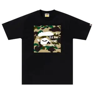 A BATHING APE 1st Camo Face Tag Logo Tee - Black