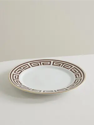 GINORI 1735 Labirinto Gold-plated Porcelain Dinner Plate - White