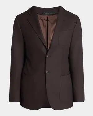 Giorgio Armani Patch-Pocket Cashmere-Blend Sport Coat - Solid Dark Brown